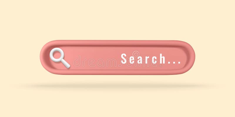 Realistic 3d Search Bar Design Element in Cartoon Minimal Style on ...