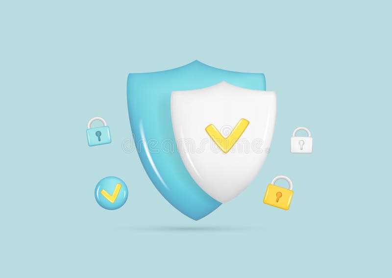 Realistic 3d Security Safe Icon with Padlock, Checkmark. Customer 3d ...