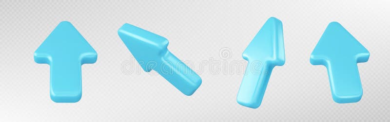 Realistic 3D Set of Blue Arrow Cursors Stock Vector - Illustration of ...