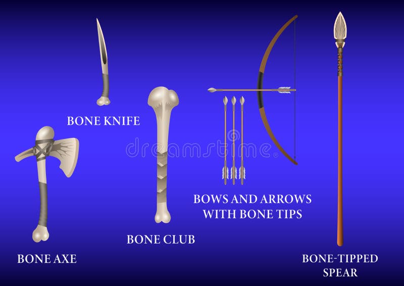Realistic 3d Set Bone Fighting Weapon Stock Vector - Illustration of ...