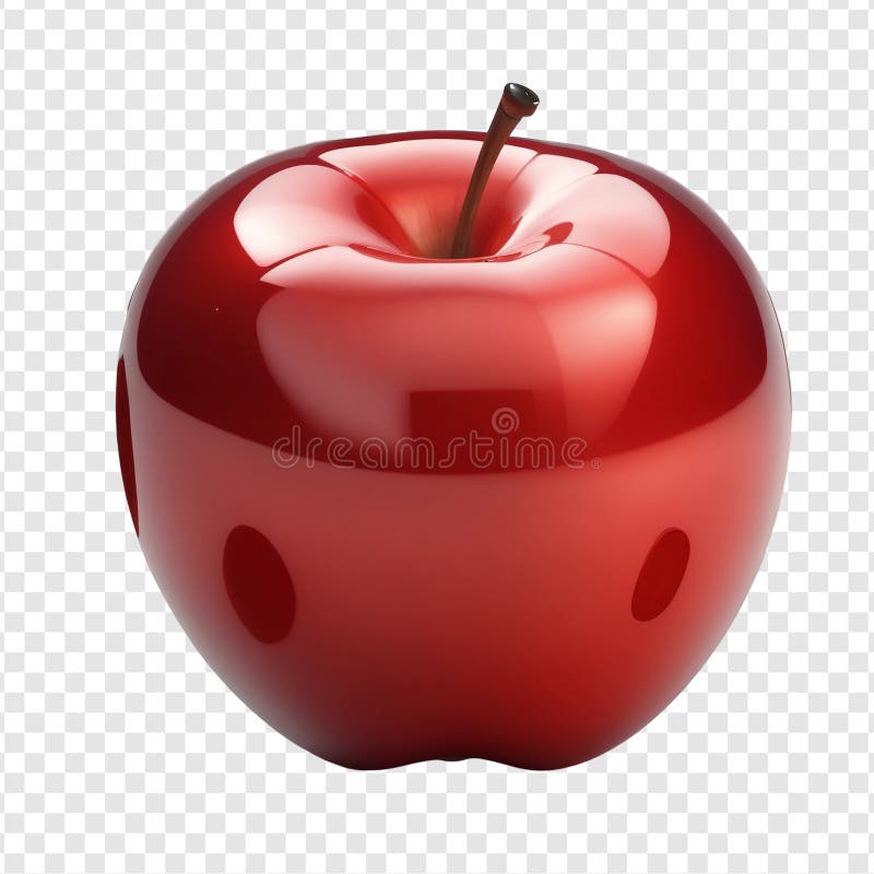 Realistic 3D Shiny Red Apple on Transparent Background Stock ...