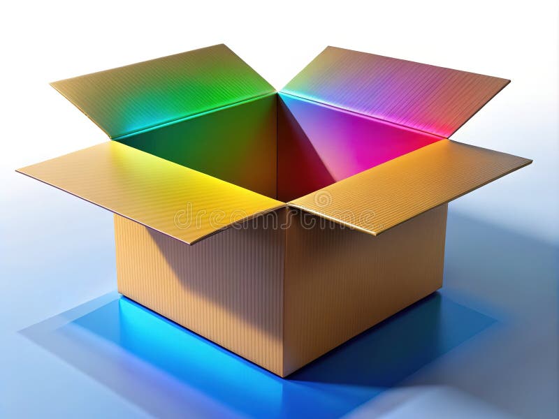 Realistic 3D Side View of an Open Cardboard Box Mockup a Detailed ...