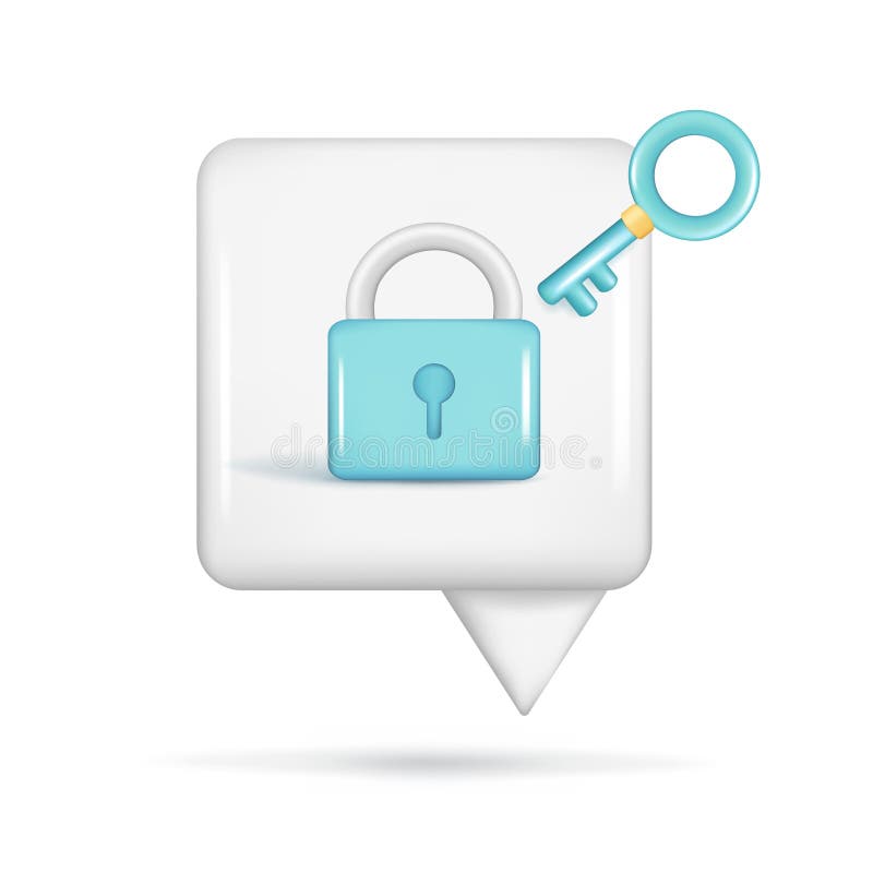 Realistic 3d Speech Bubble, Closed Lock and Key. Data Protection, 3d ...