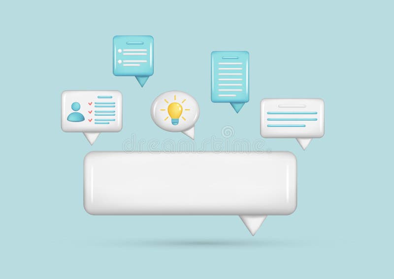 Realistic 3d Speech Bubble Text, Message Button, Chatting Box with ...