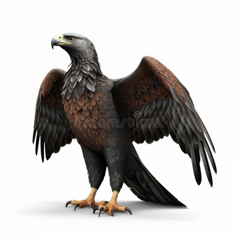 Realistic 3d Spotted Eagle Rendering on White Background Stock ...