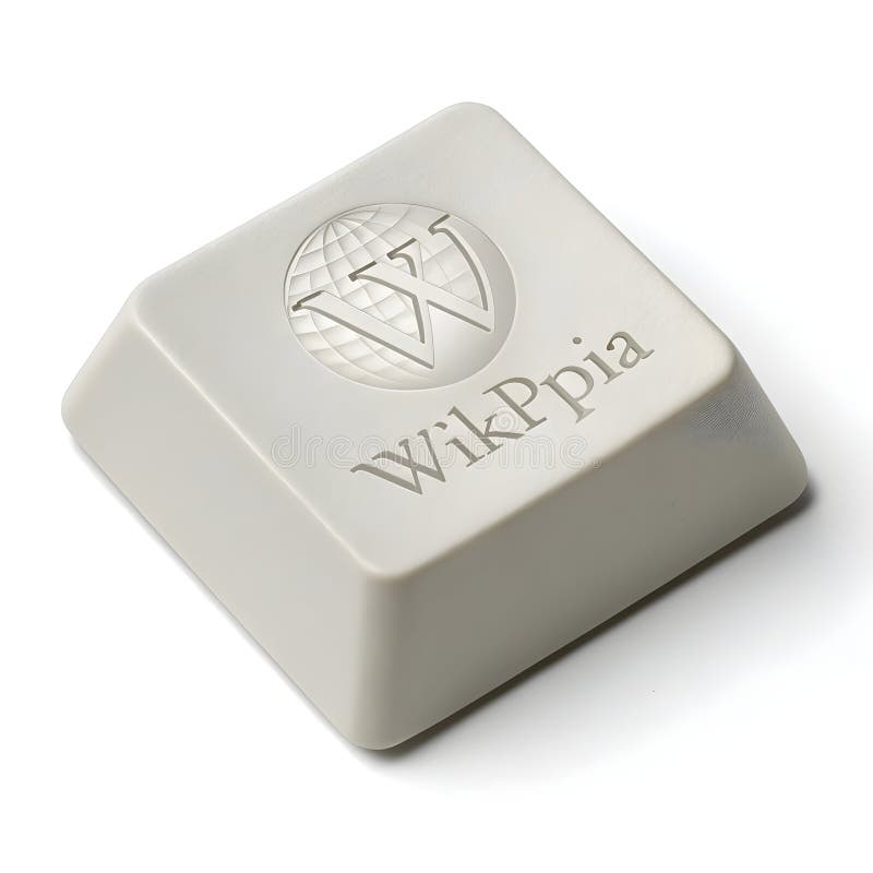 Realistic 3D Square with Wikipedia Logo Isolated on White Background ...