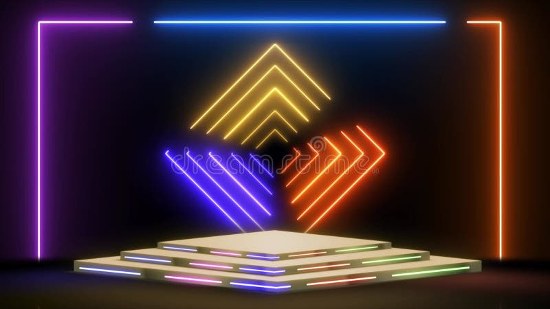 Realistic 3d Stage and Light Effects Moving on Background. Spot Light ...