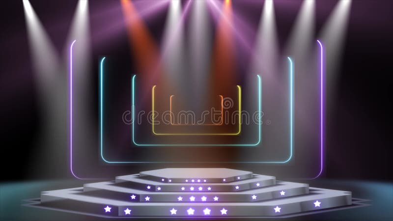 Realistic 3d Stage and Light Effects Moving on Background. Spot Light ...