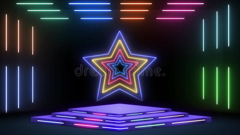 Realistic 3d Stage and Light Effects Moving on Background. Spot Light ...