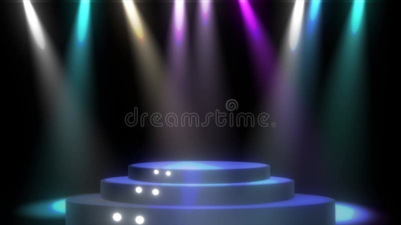 Realistic 3d Stage and Light Effects Moving on Background. Spot Light ...