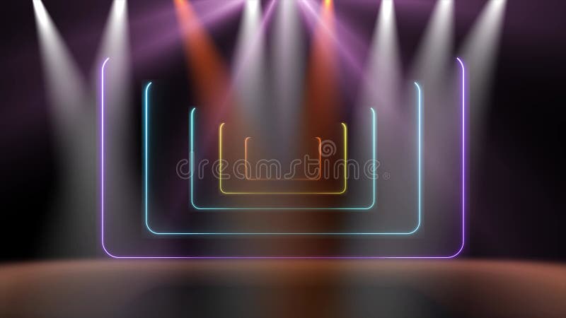 Realistic 3d Stage and Light Effects Moving on Background. Spot Light ...