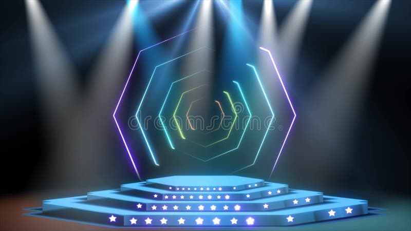 Realistic 3d Stage and Light Effects Moving on Background. Spot Light ...