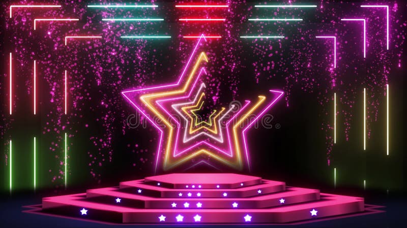 Realistic 3d Stage and Light Effects Moving on Background. Spot Light ...