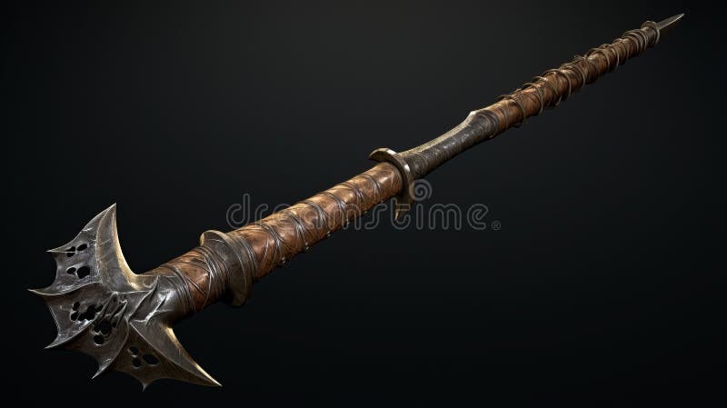 Realistic 3d Sword Model with Old Handle Fantasy Spiked Weapon Stock ...