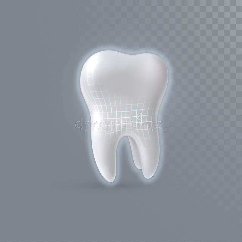 Realistic 3d Tooth with Shiny Wireframe Structure Isolated on ...