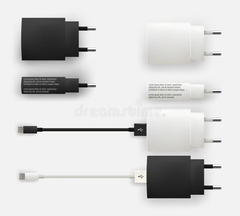 Realistic 3D USB Micro Cables, Connectors, Sockets and Plug Stock ...