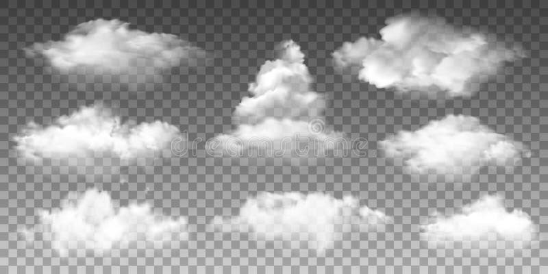Realistic 3D Vector Isolated Cloud on the Transparent Background Stock ...