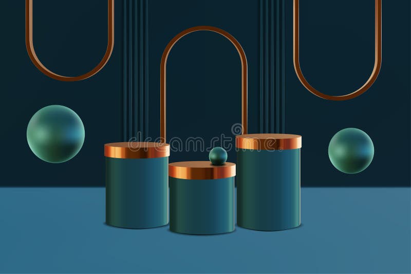 Realistic 3D Vector Scene with Luxury Geometric Product Dais Stock ...