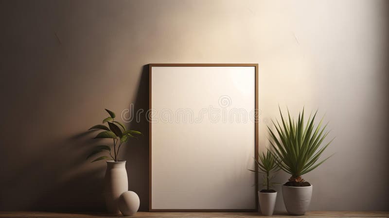 Realistic 3d Visualization of Picture Frame Mockup Scene Stock ...