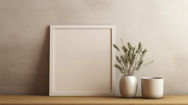 Realistic 3d Visualization of Picture Frame Mockup Scene Stock ...