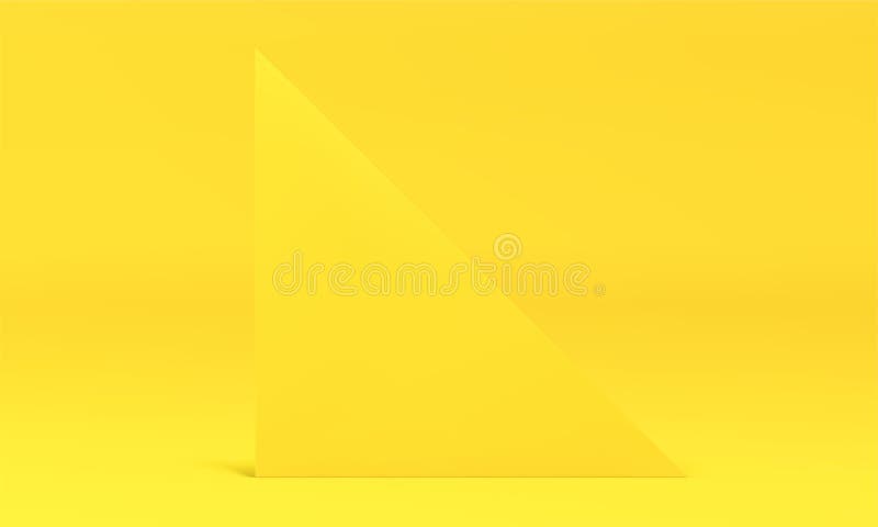 Realistic 3d Wall Bright Yellow Triangle Geometric Shape Backdrop with ...