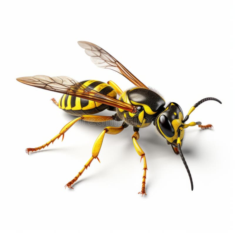 Realistic 3d Wasp on White Background Stock Illustration - Illustration ...