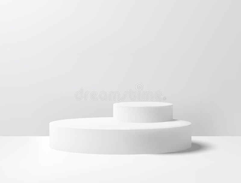 Realistic 3D White Circle Platform Podium or Pedestal on Gray ...