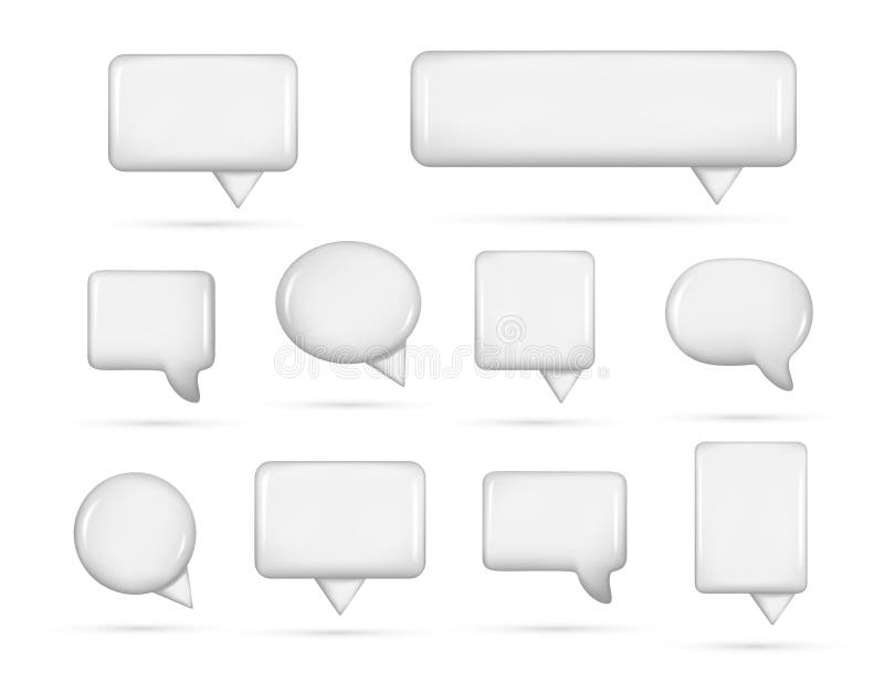 Realistic 3d White Speech Bubble Text, Message Box, Chatting Box ...