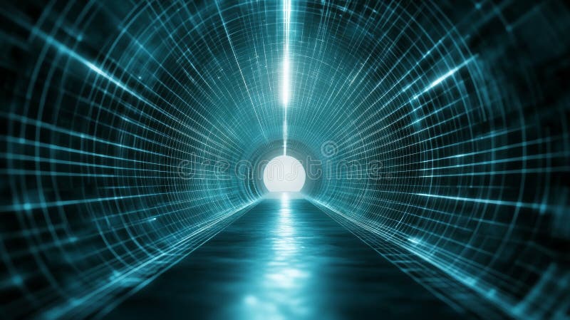 Realistic 3d Wireframe Tunnel with Perspective Grid Background for ...