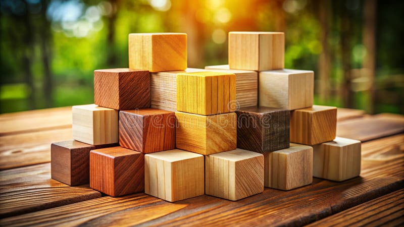 Realistic 3D Wooden Cube Blocks and Boards HighQuality Textures for ...