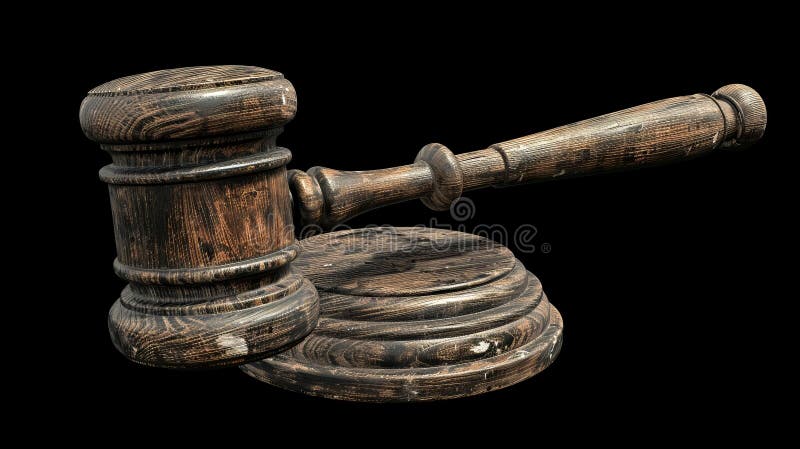 Realistic 3d Wooden Gavel on Round Base Set Against Black Studio ...