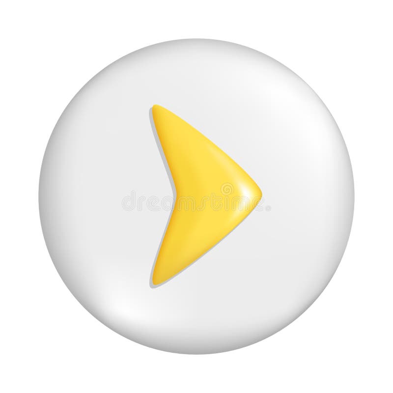 Realistic 3d Yellow Arrow on Gray Round Button. Cartoon Plastic Glossy ...