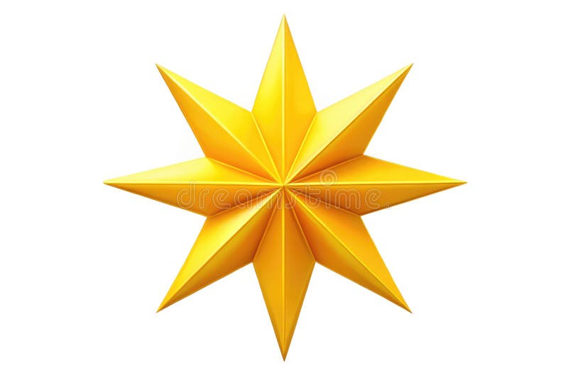 Realistic 3D Yellow Four-Pointed Star Clipart: Vibrant Vector ...