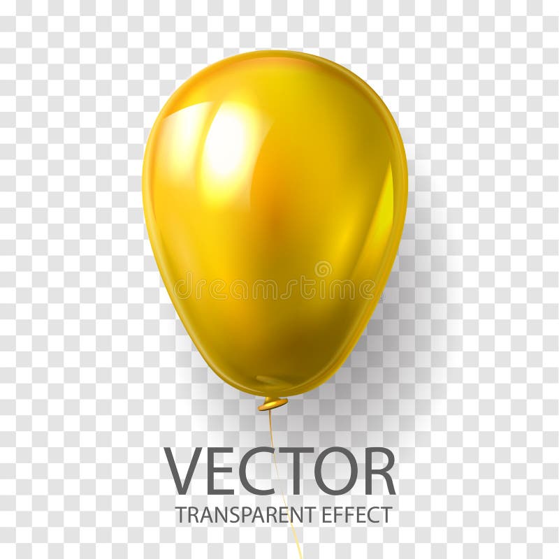 Realistic 3d Yellow Gold Balloon Vector Stock Illustration Isolated On