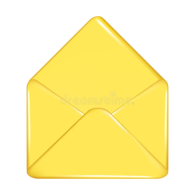 Realistic 3d Yellow Open Mail Envelope. Decorative Postal 3d Element ...