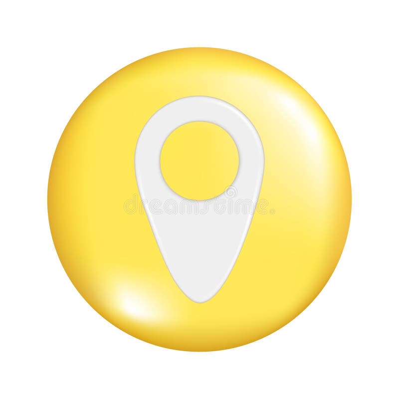 Realistic 3d Yellow Round Sphere Shape with Location Map Pin Gps ...