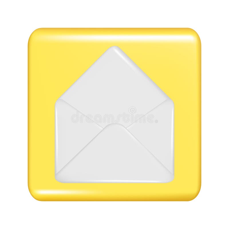 Realistic 3d Yellow Square Shape with Opened Mail Envelope. Decorative ...