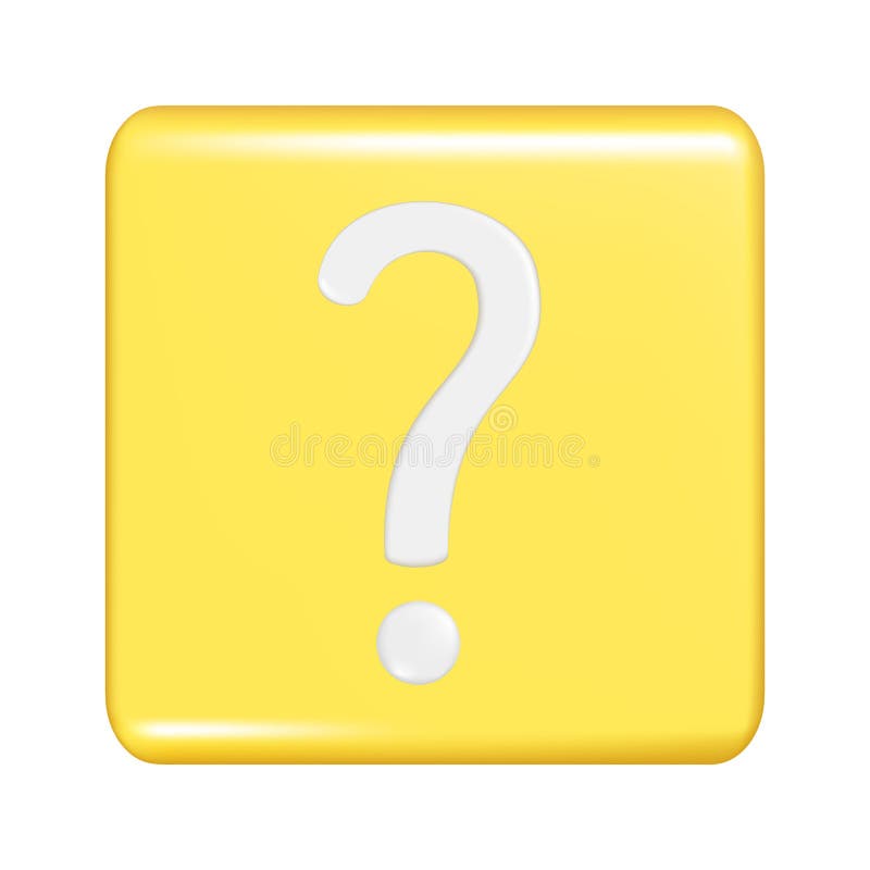Realistic 3d Yellow Square Shape with Question Sign. Decorative Square ...