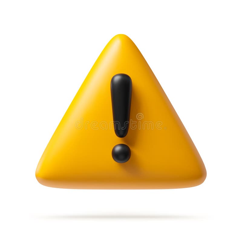 Realistic 3D Yellow Triangle Exclamation Mark Icon Stock Vector ...