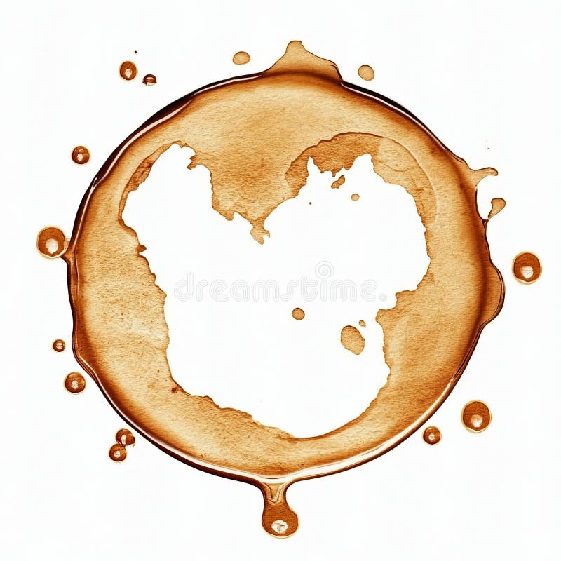 Realistic Dark Coffee Stain Circle, Circular Wet Mess on Ivory ...