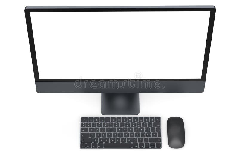 Computer Dark Grey Display with Blank White Screen Isolated. Vector ...