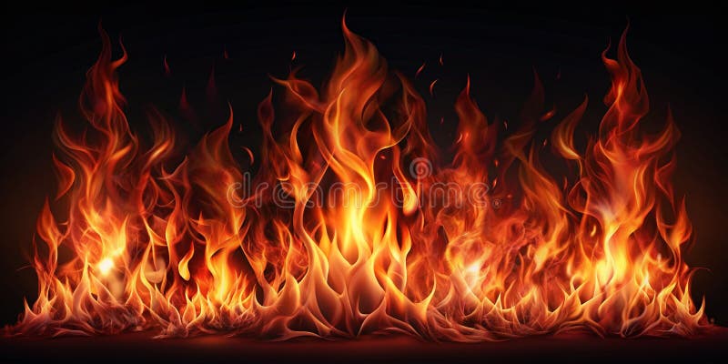 Realistic Dark Red Fire Flames Copy Space Background AI Generative ...