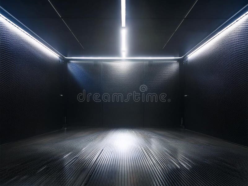 Realistic Dark Room with Led Light Illumination Stock Illustration ...