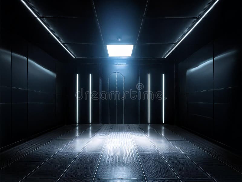 Realistic Dark Room with Led Light Illumination Stock Photo - Image of ...