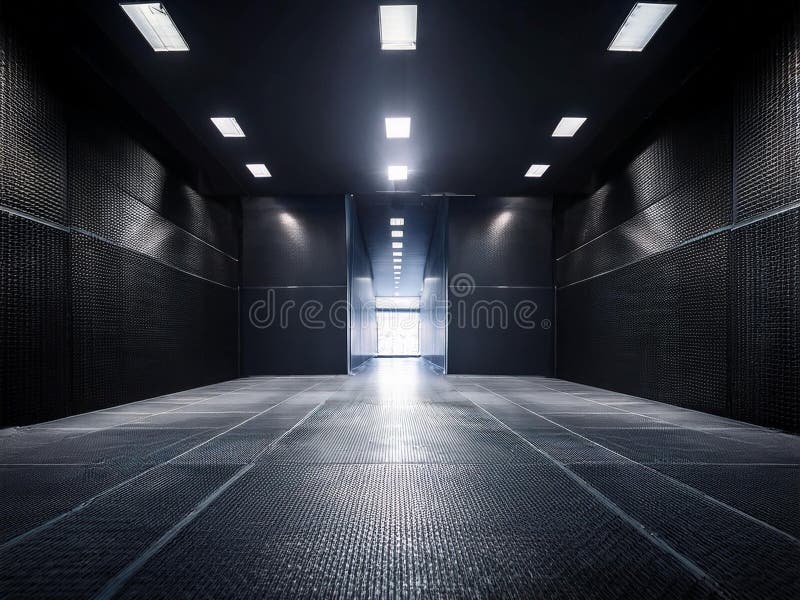 Realistic Dark Room with Led Light Illumination Stock Image - Image of ...