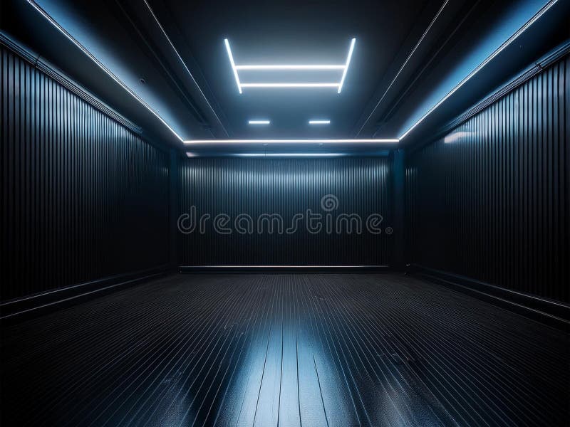 Realistic Dark Room with Led Light Illumination Stock Illustration ...