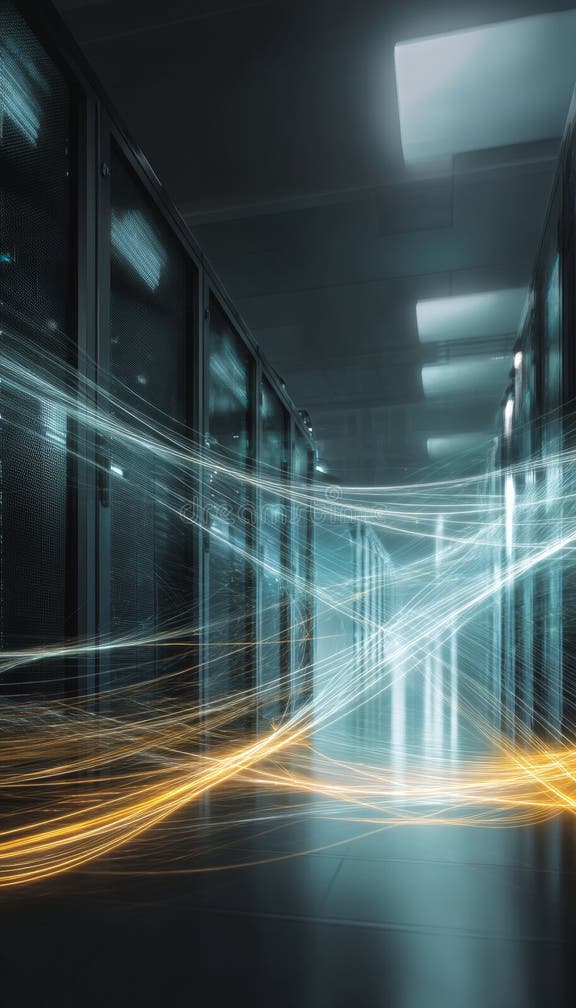 Realistic Data Center Network Illustration Showcasing Seamless Server ...