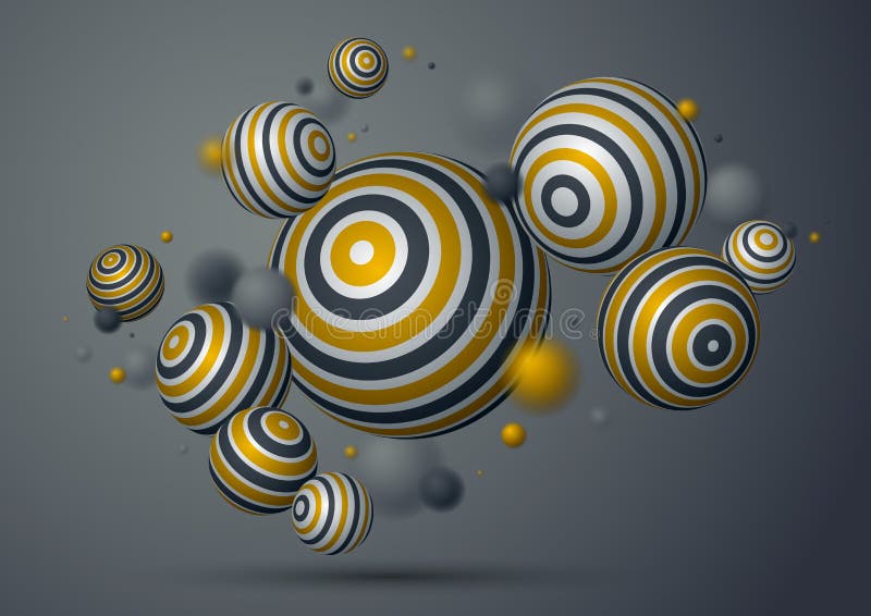 Realistic Decorated Spheres Vector Illustration, Abstract Background ...
