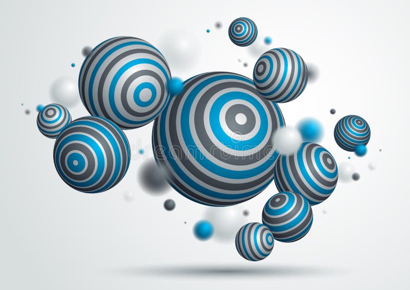 Realistic Decorated Spheres Vector Illustration, Abstract Background ...