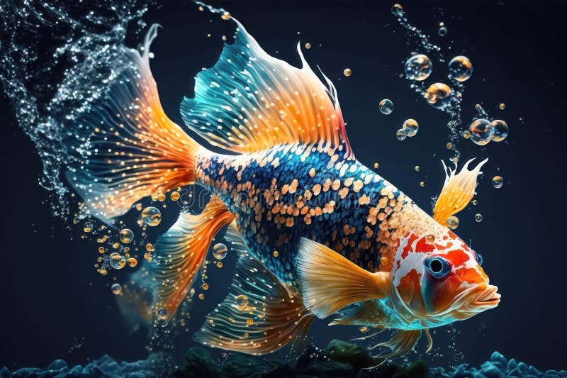 Realistic Decorative Fish in Action. AI Generated Stock Illustration ...